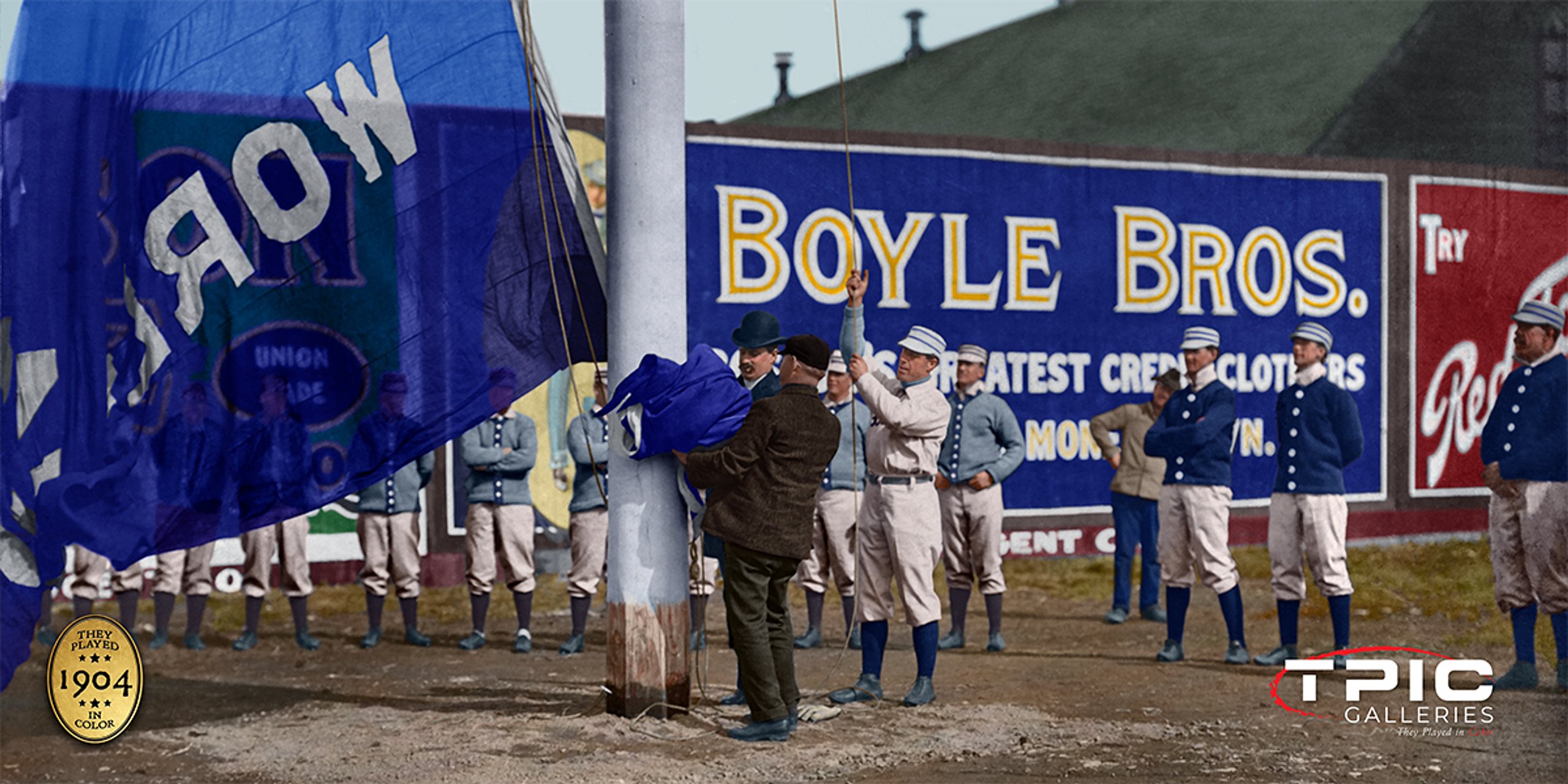 Boston Americans - Raising 1st World Championship Flag (1904)