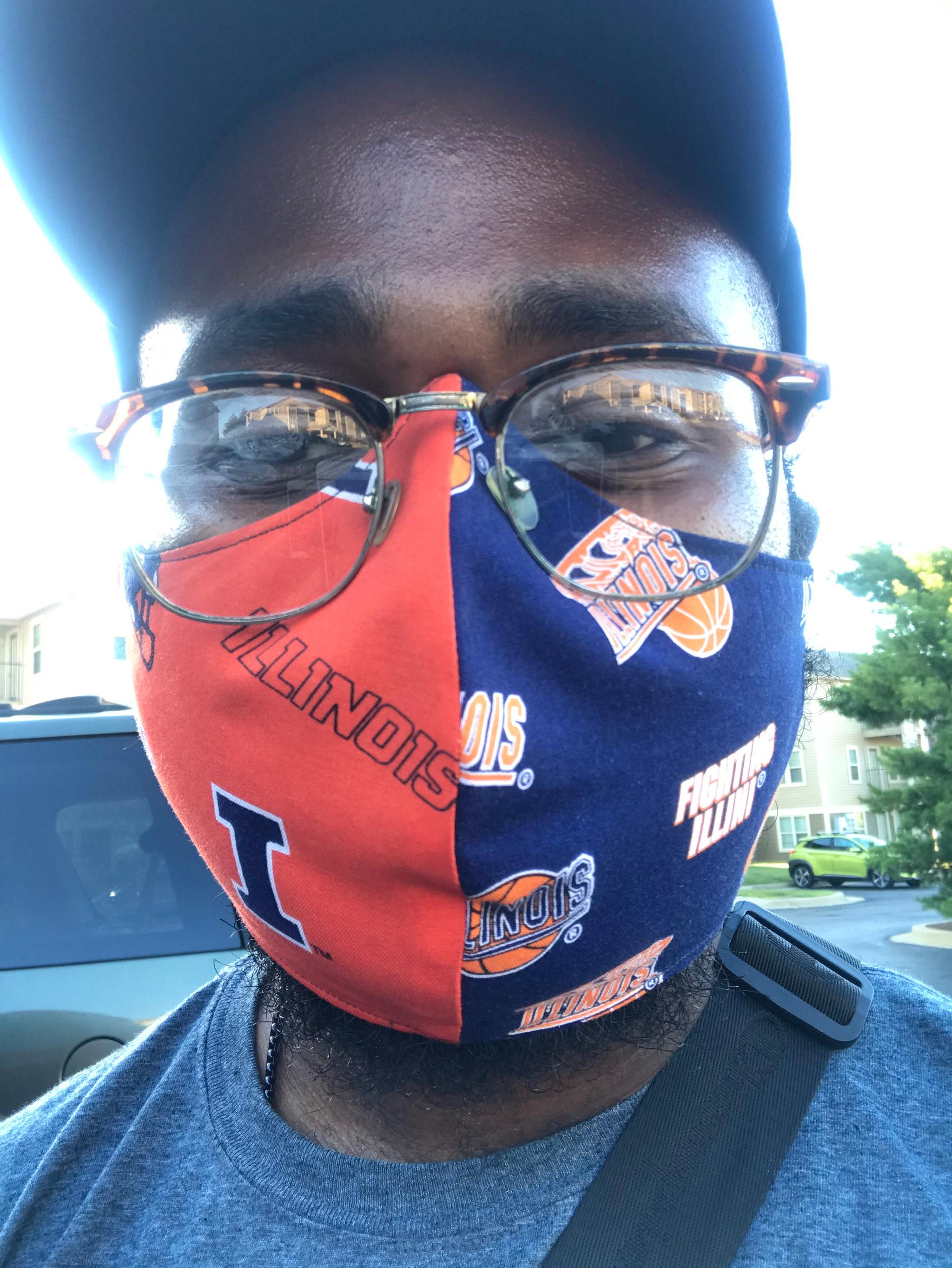 Color Block University of Illinois Face Mask