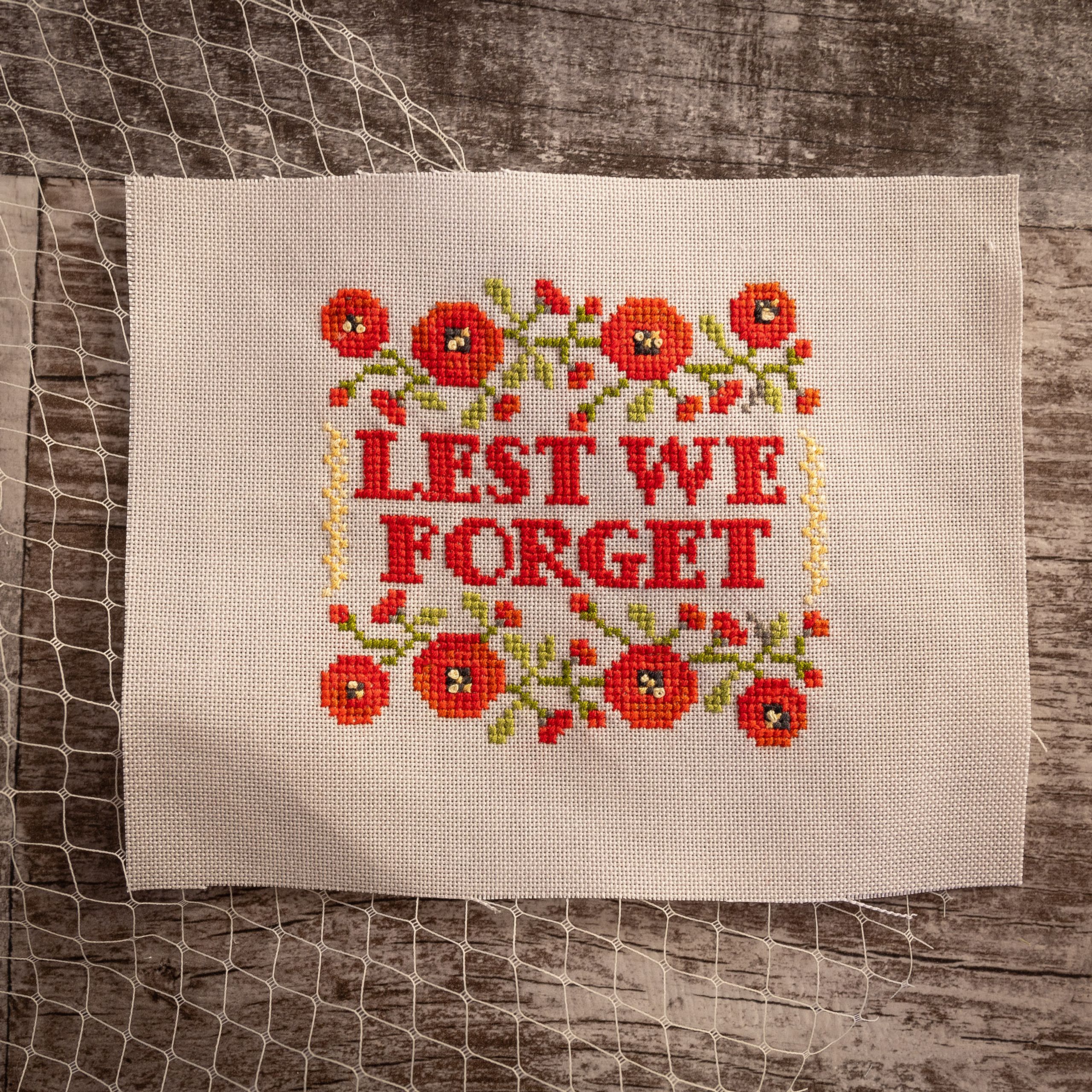 Lest We Forget ANZAC Poppy Cross Stitch Pattern