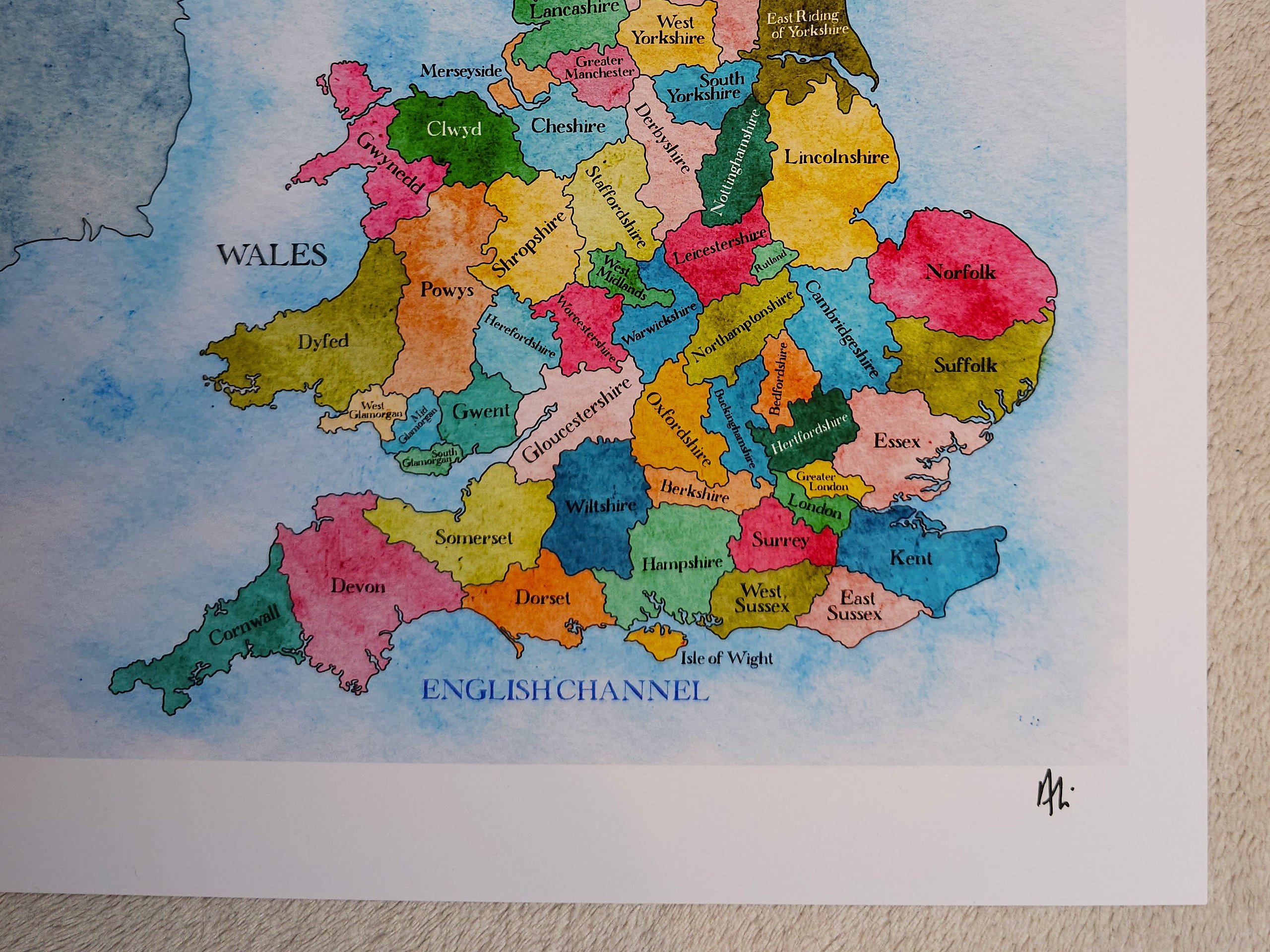The United Kingdom Watercolour Map Art Print