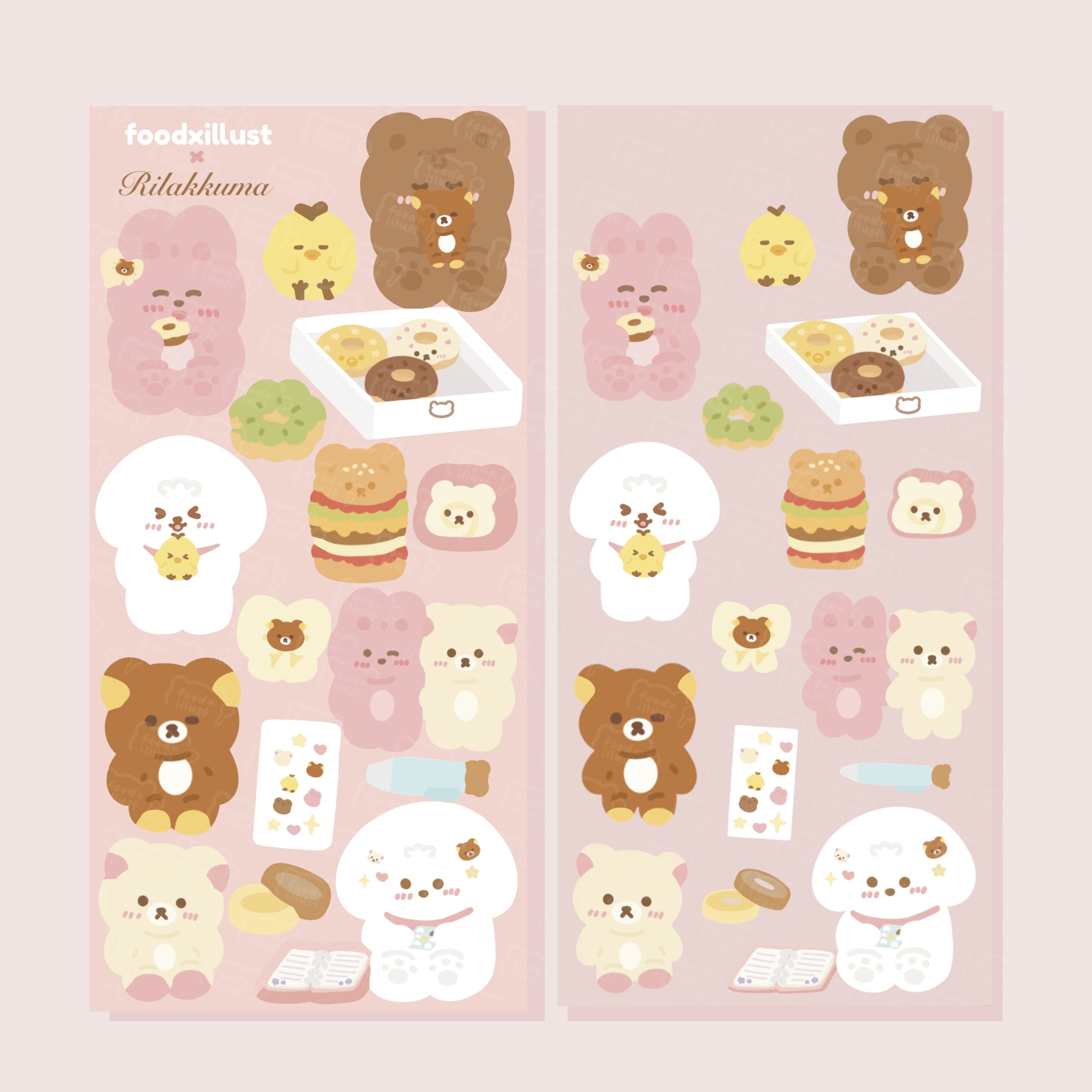 Matte Foodxillust X Rilakkuma Sticker Sheet