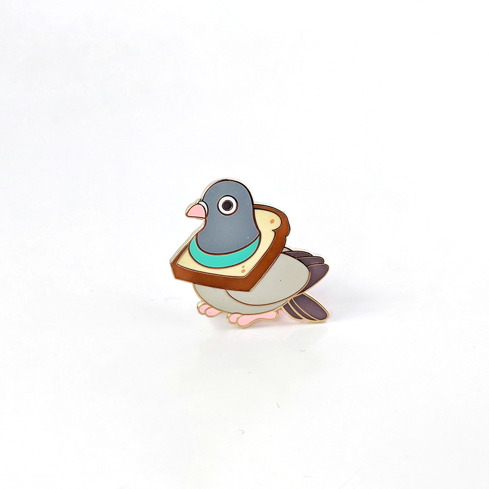 bread pigeon hard enamel pin