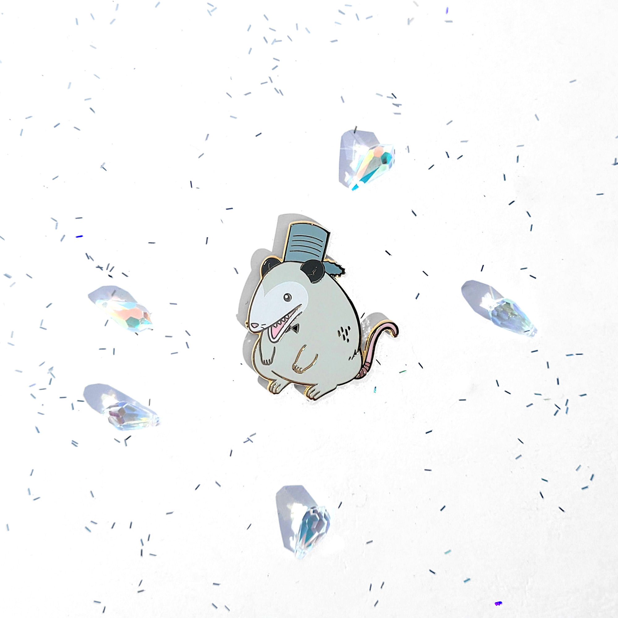 dapper opossum hard enamel pin