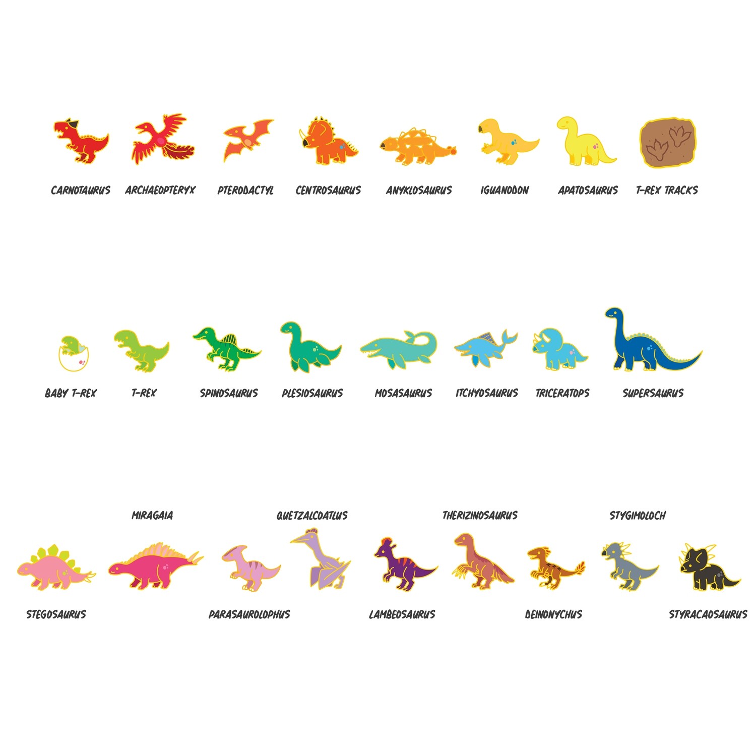 tiny dino hard enamel pins