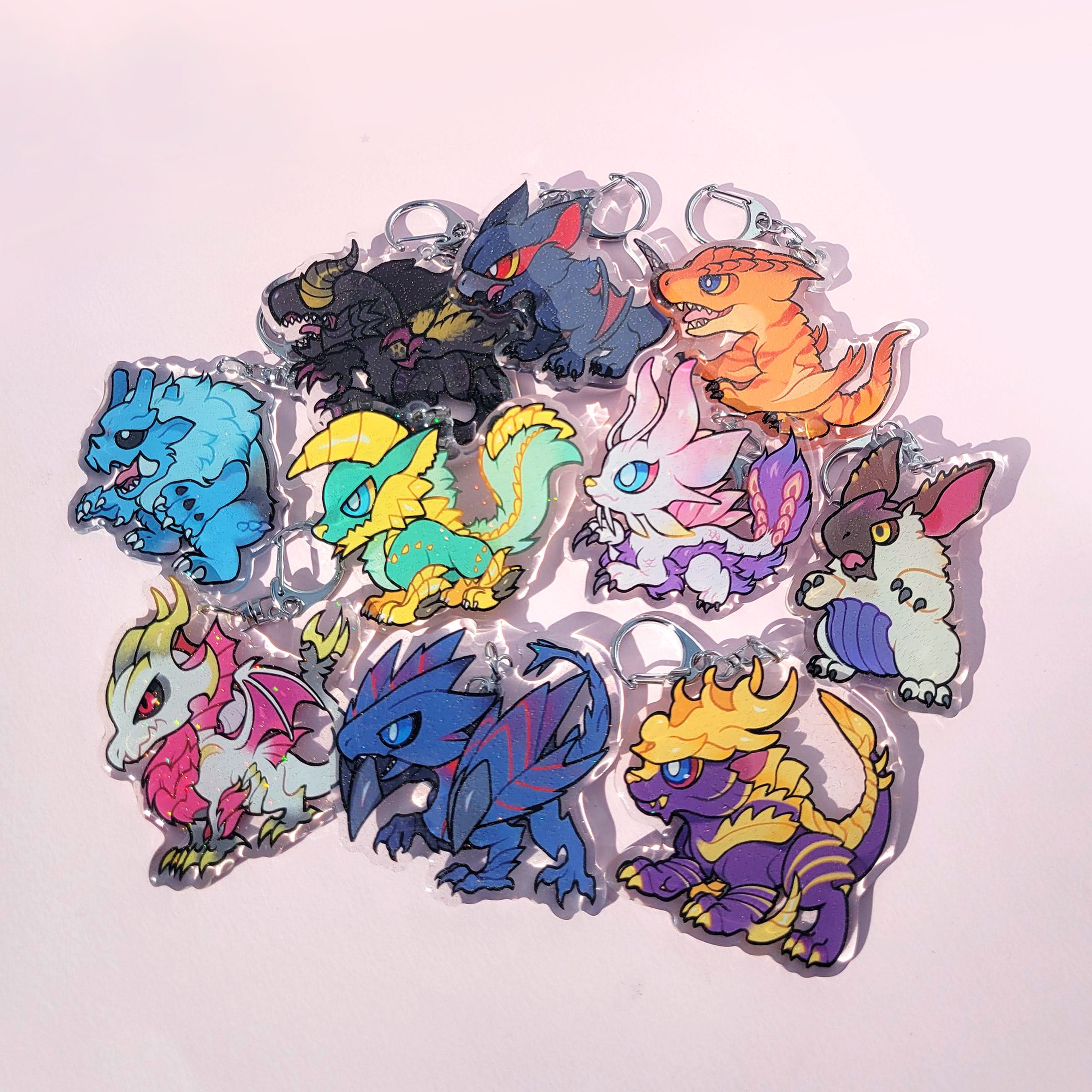 MHR large monster glitter acrylic keychain V2