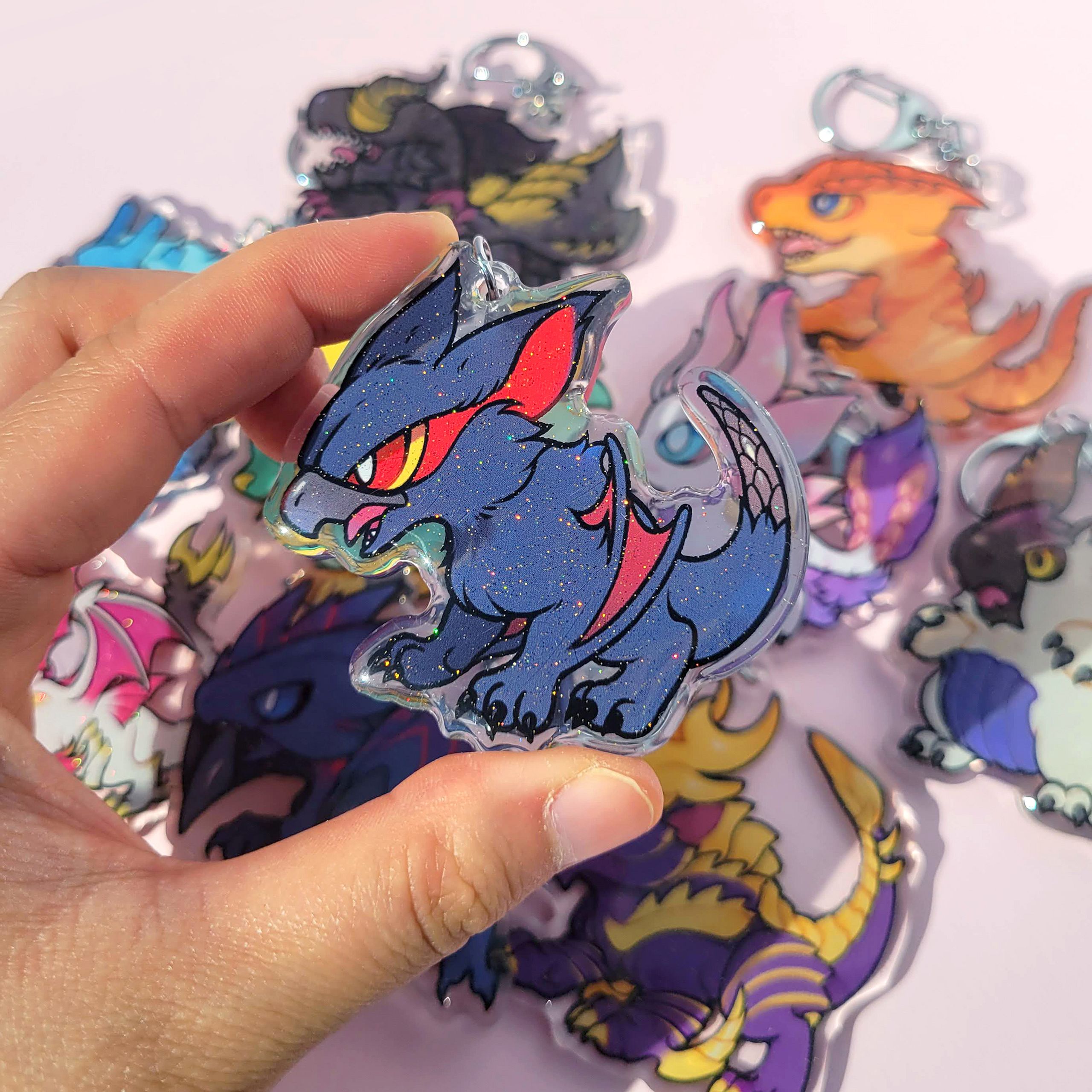 MHR large monster glitter acrylic keychain V2