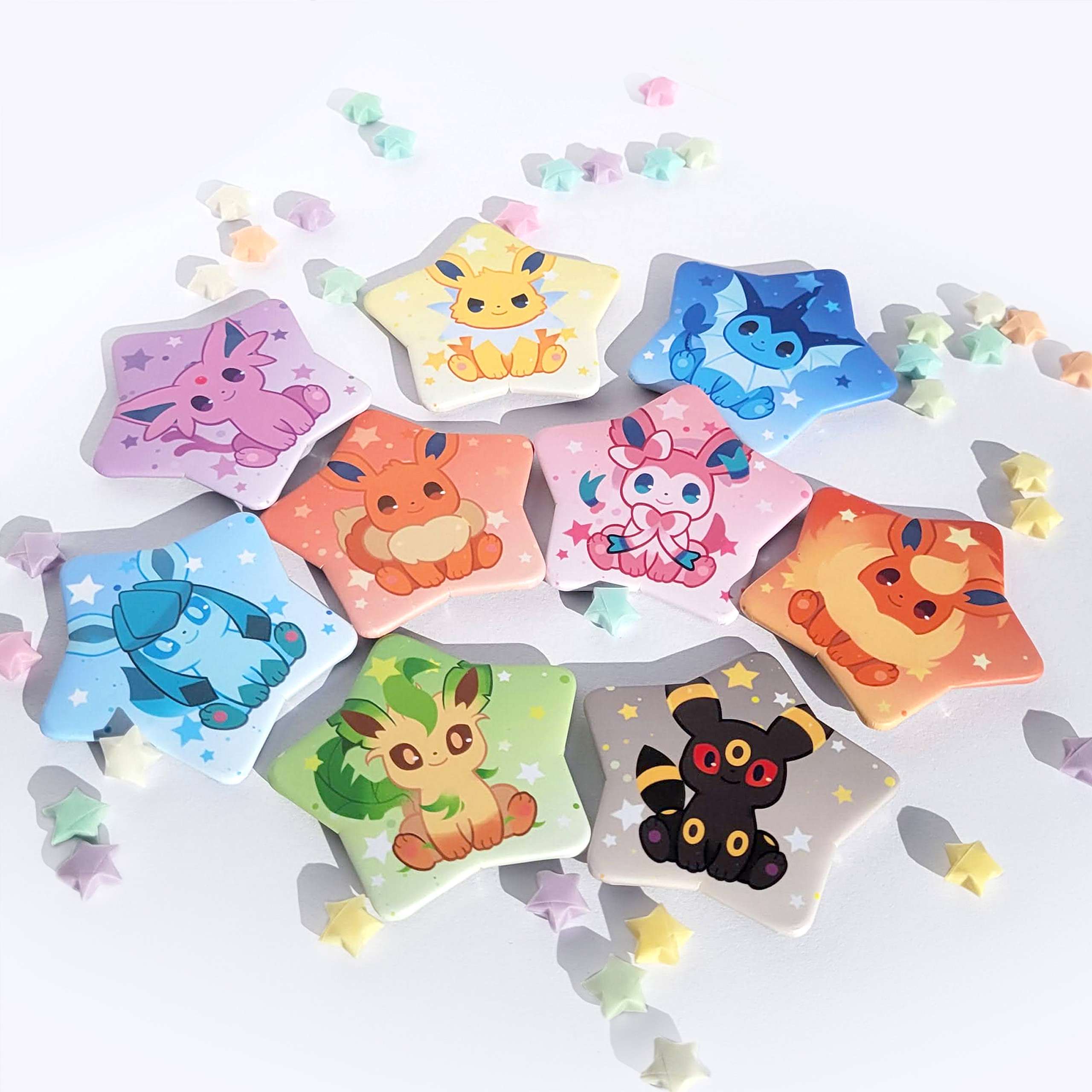 elemental bunny pin-back buttons