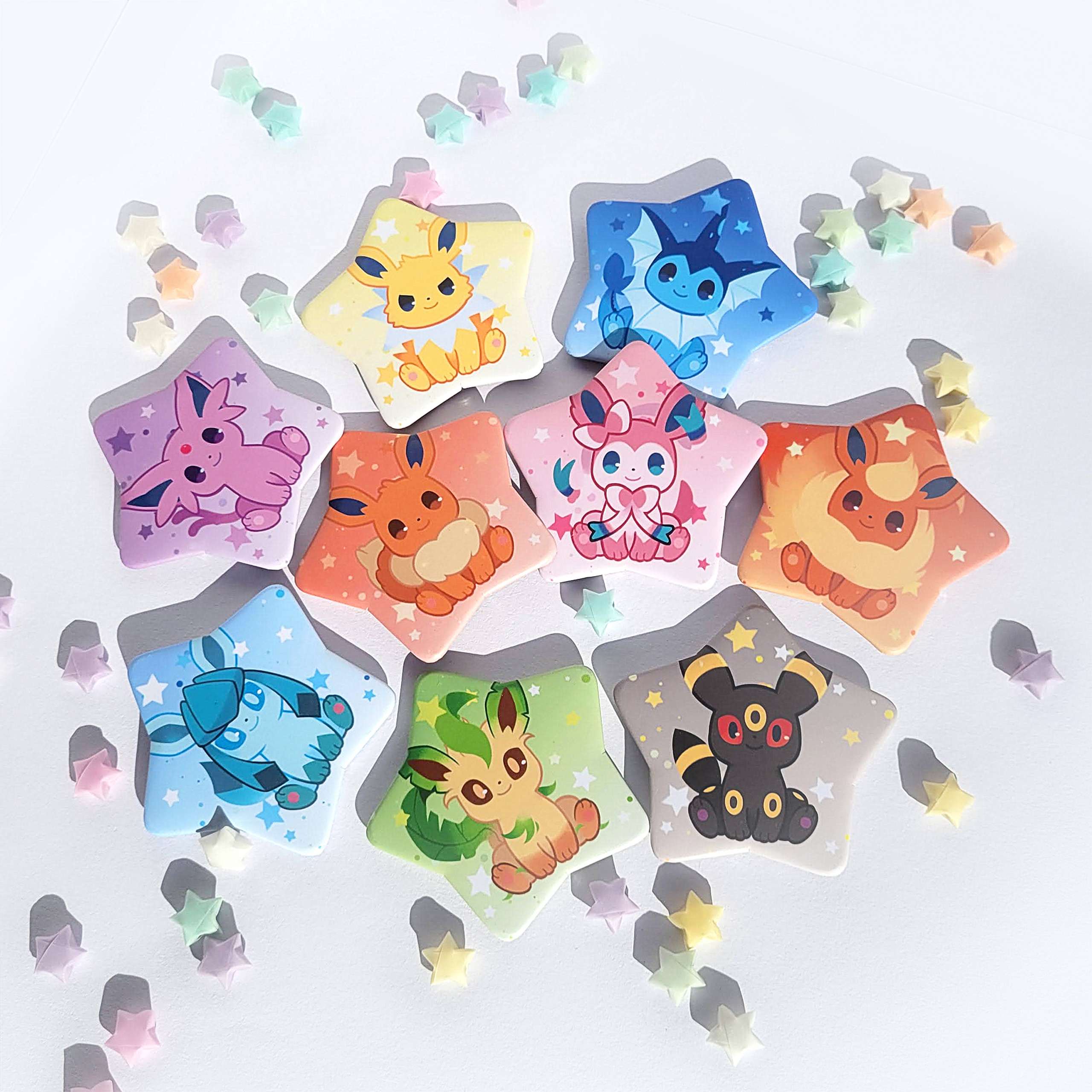 elemental bunny pin-back buttons