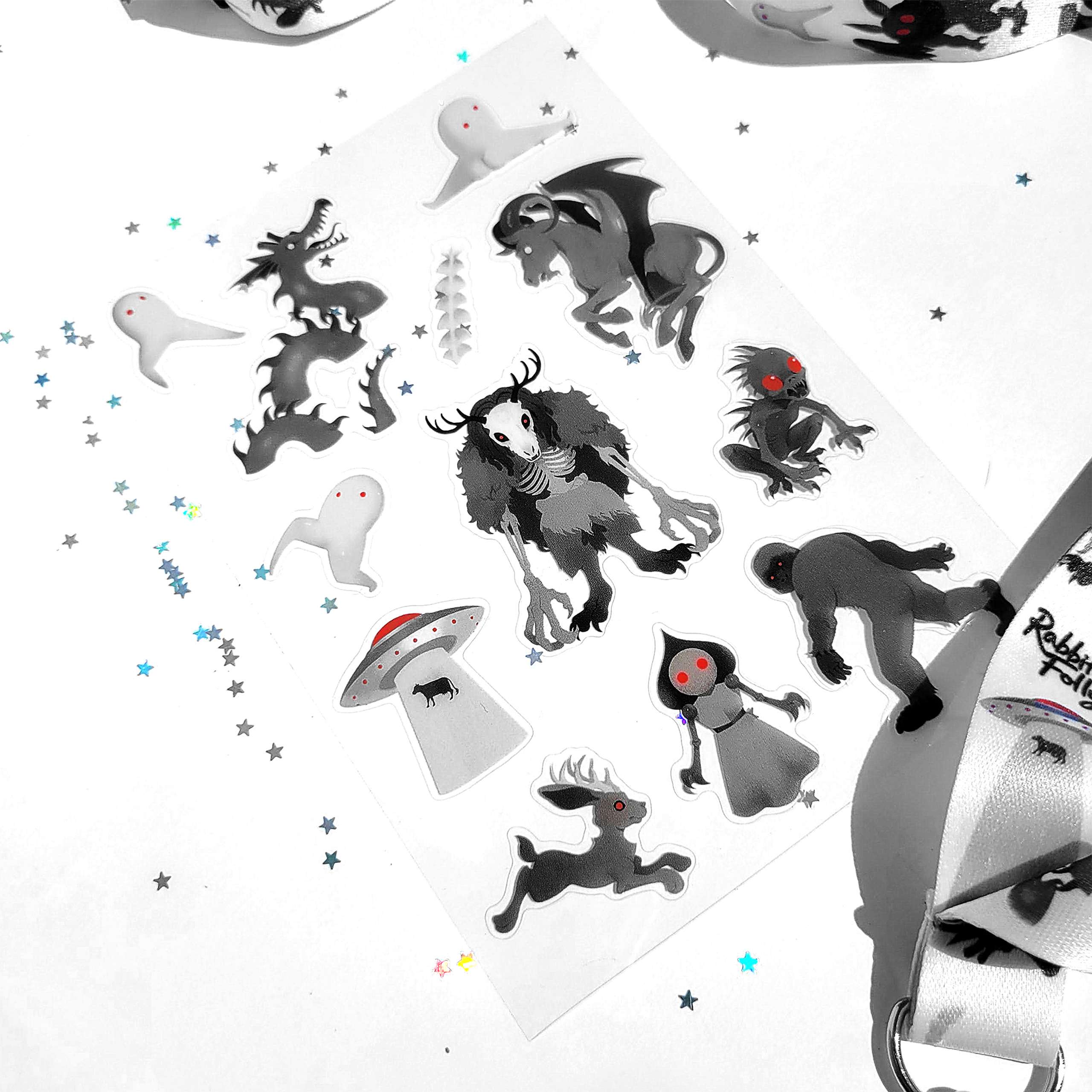 Cryptids sticker sheet