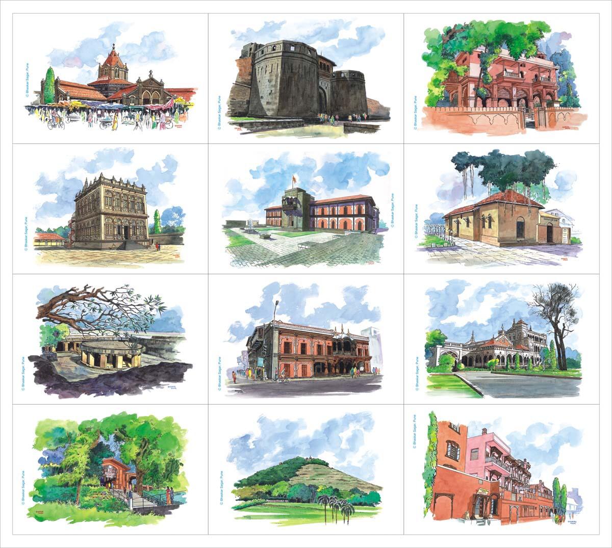 PUNE - ARTWORKS BY BHASKAR - 12 POSTCARDS
