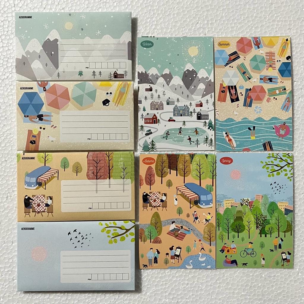 SEASONS SERIES - 4 POSTCARDS + 4 AEROGRAMMES