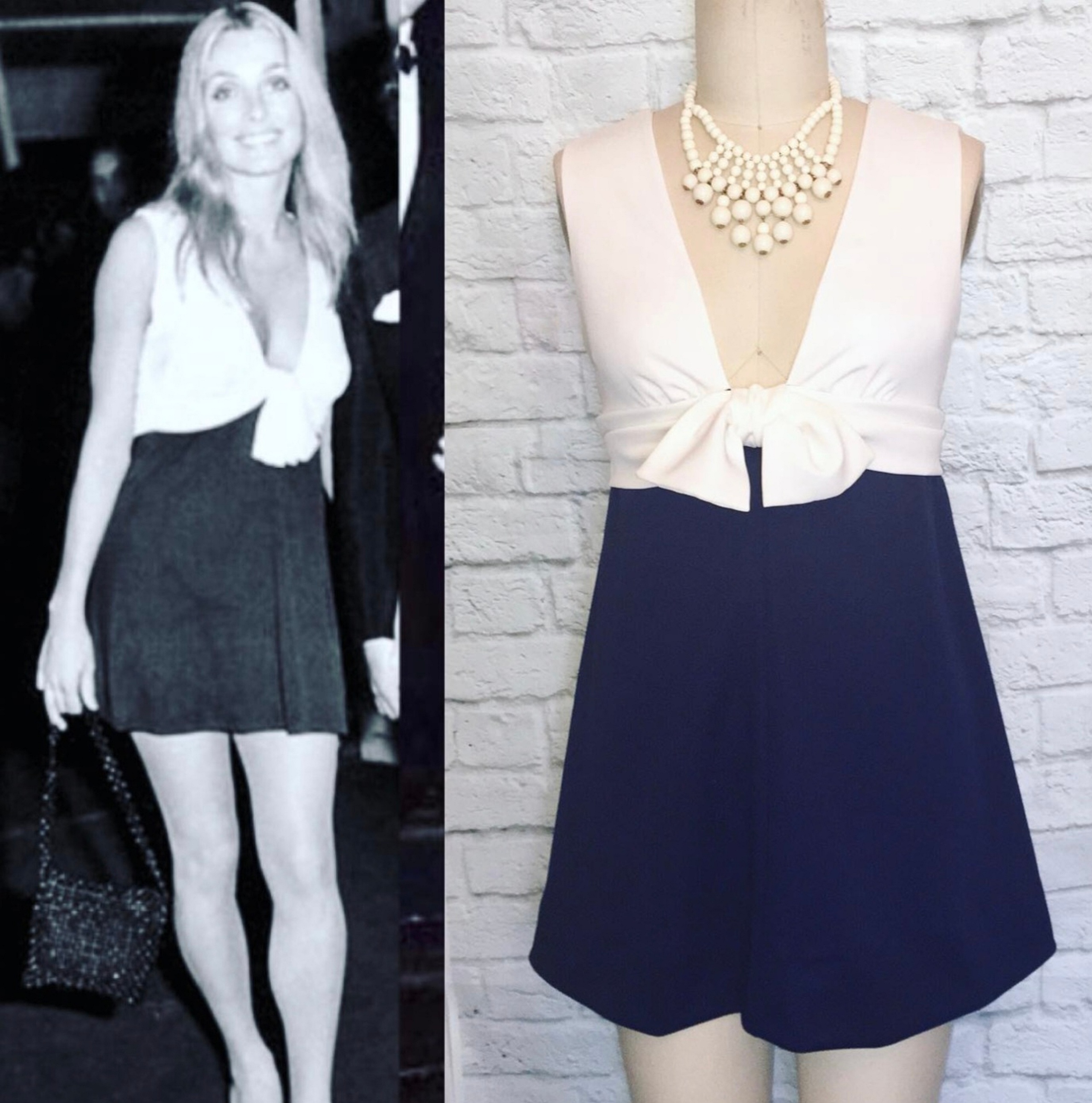 Sharon Tate Two Tone Tie Front Mini Dress