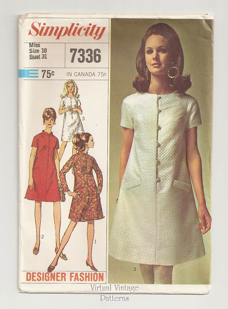 Mod A Line Dress Pattern, Simplicity 7336 | Virtual Vintage