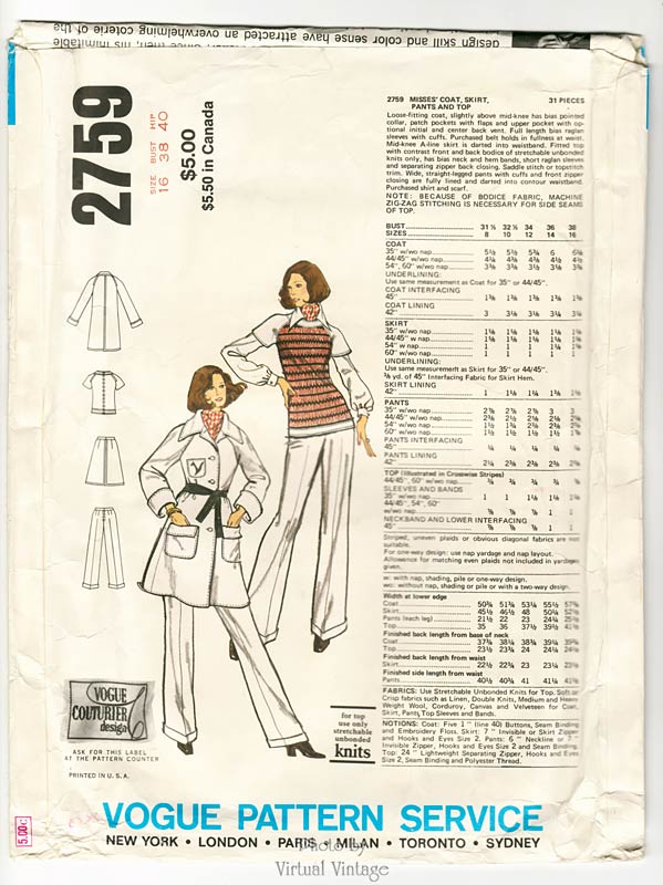 Valentino Fashion Vogue Couturier Design 2759, Womens Clothing Sewing ...