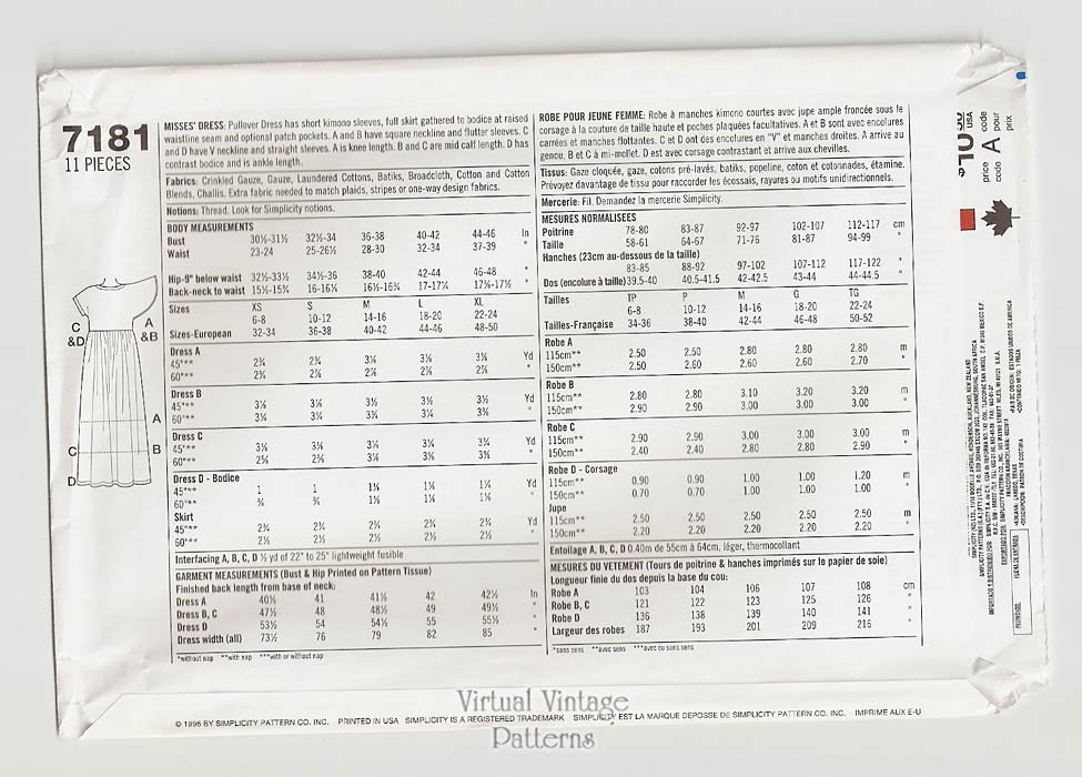 Easy Pullover Dress Pattern, Simplicity 7181 | Virtual Vintage