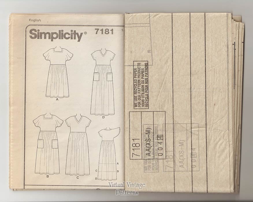 Easy Pullover Dress Pattern, Simplicity 7181 | Virtual Vintage