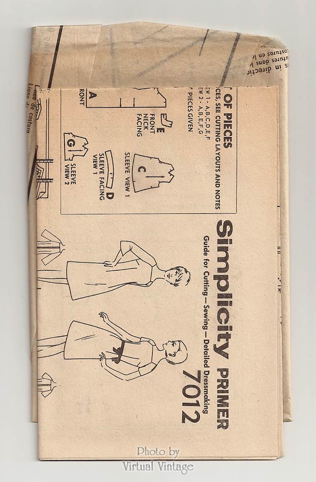 60s Square Neck A Line Dress Pattern, Simplicity 7012 | Virtual Vintage