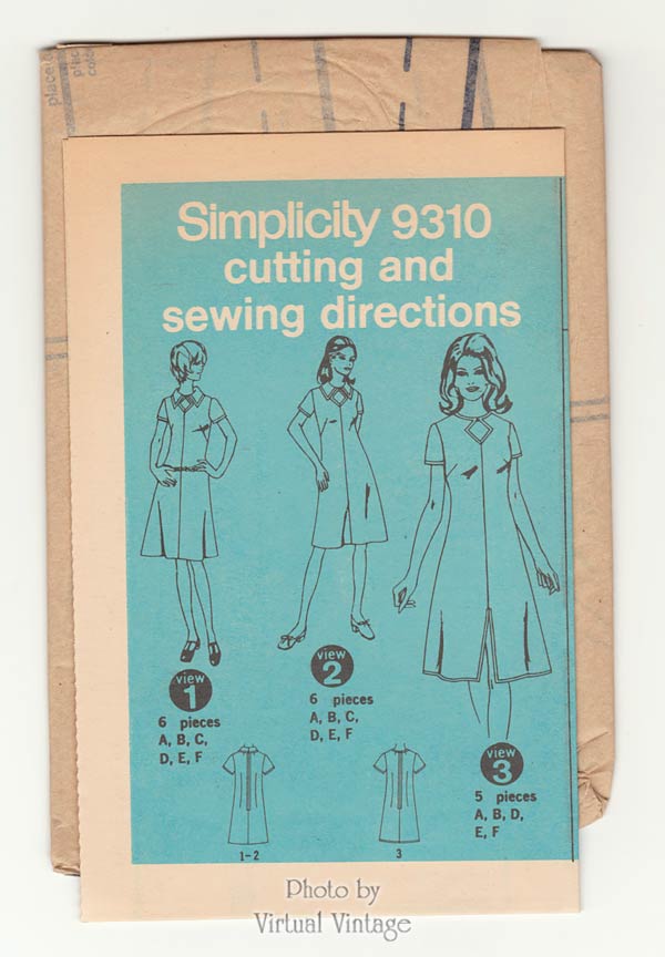 70s Keyhole Dress Pattern, Simplicity 9310 | Virtual Vintage