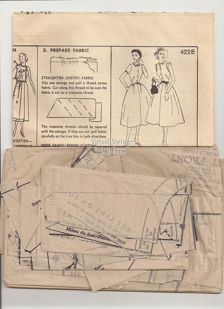 50s Full Skirt Dress Pattern, Simplicity 4228, Vintage Sewing Patterns