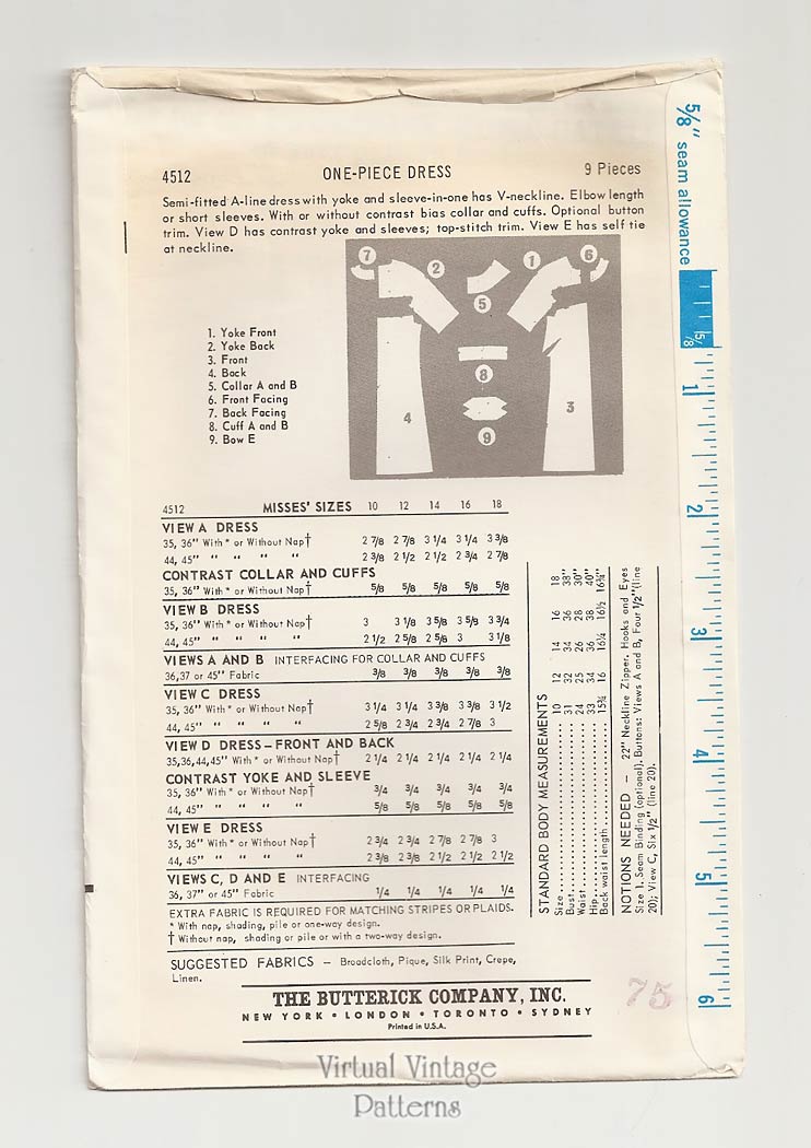 1960s Skimmer Dress Pattern, Butterick 4512 | Virtual Vintage