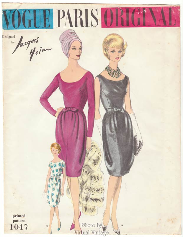 60s Vogue Paris Original 1047, Jacques Heim Dress Pattern