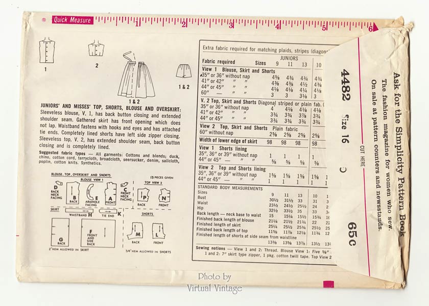 1960s Womens Playsuit Pattern Simplicity 4482 | Virtual Vintage