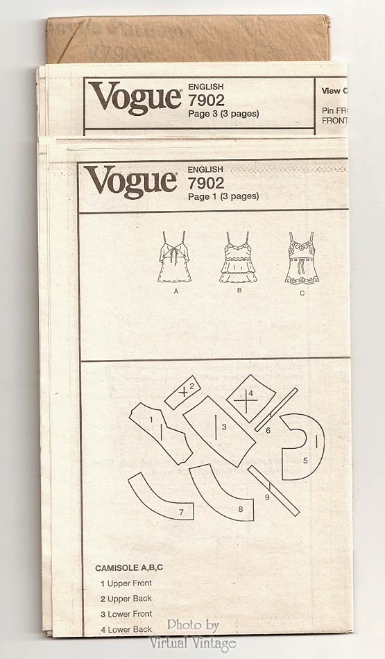 Vogue V7902, Camisole Top Pattern | Virtual Vintage