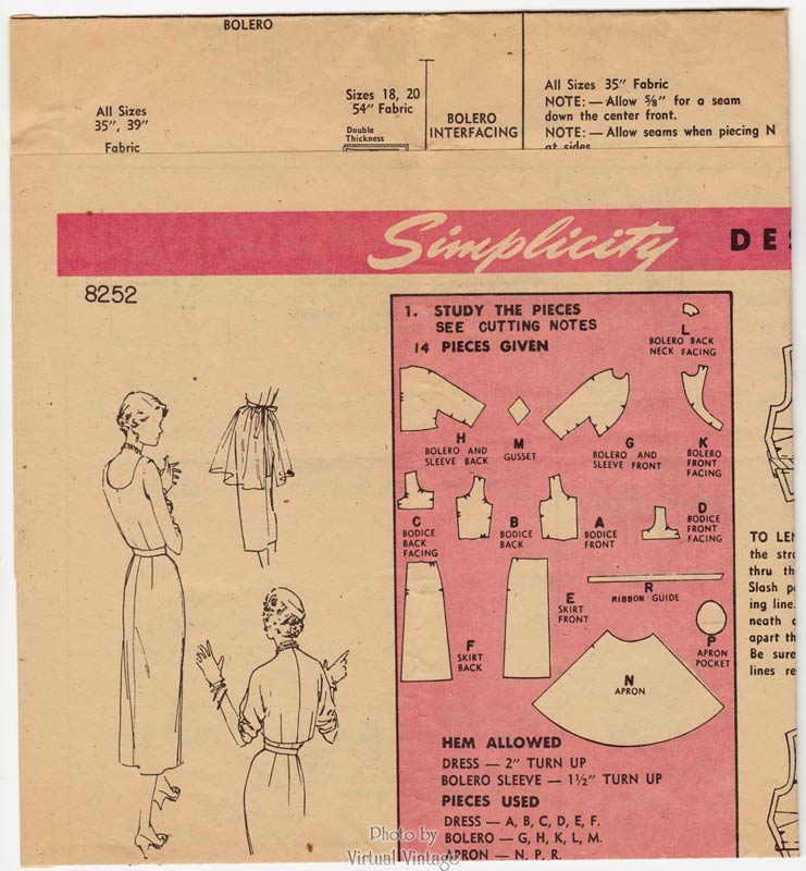 1950s Cocktail Dress Pattern, Simplicity Designers 8252, Vintage Sewing ...
