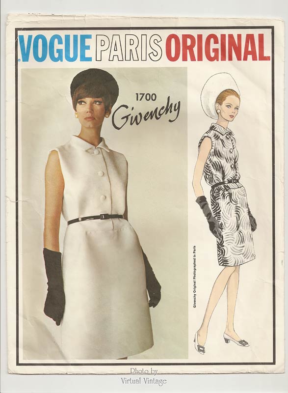 Givenchy Vogue Paris Original 1700, 1960s Sleeveless Dress Pattern