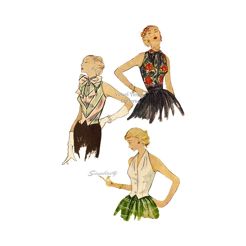 1950s Halter Top Pattern Simplicity 3559, Vintage Sewing Pattern