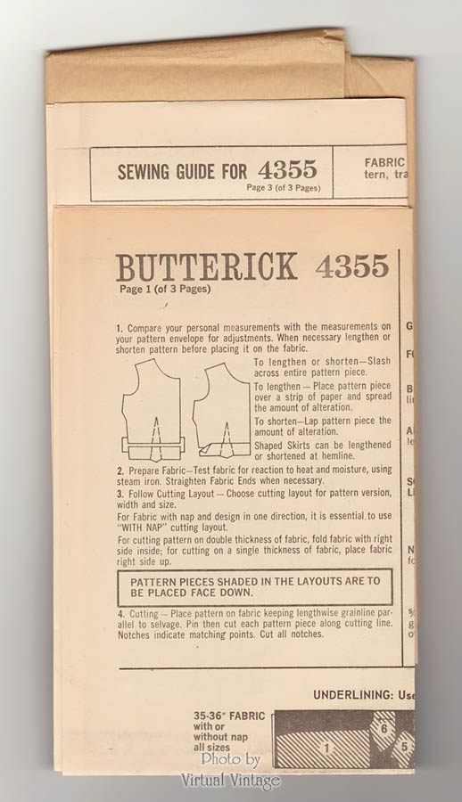 60s Coat & Dress Pattern, Butterick 4355, Vintage Sewing Patterns