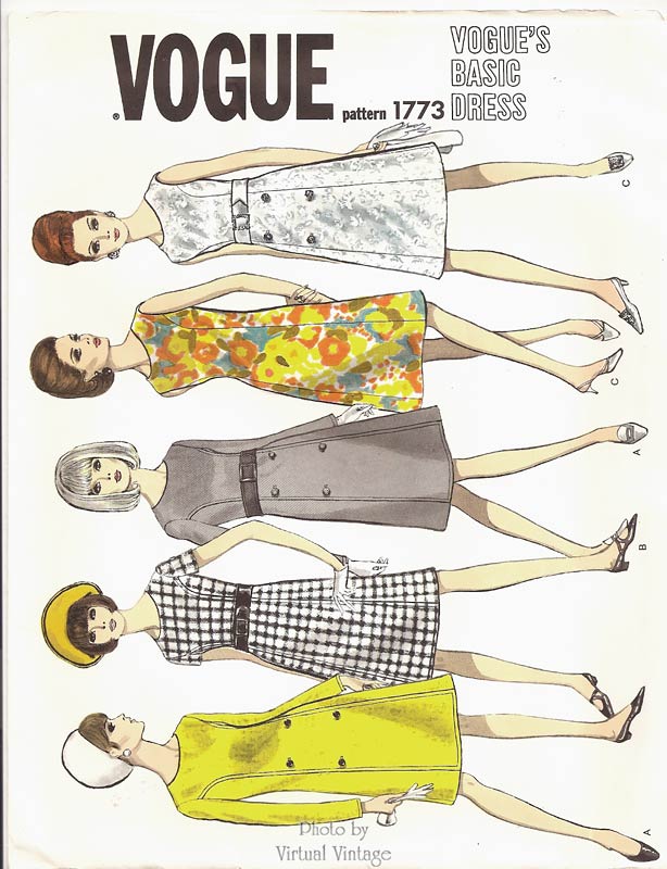 Vintage 1960s A Line Dress Pattern Vogue 1773 | Virtual Vintage
