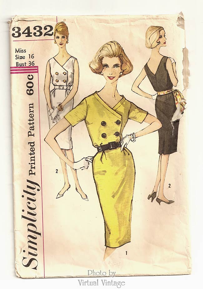 Vintage Sheath Dress Pattern, Simplicity 3432 | Vintage Sewing Patterns