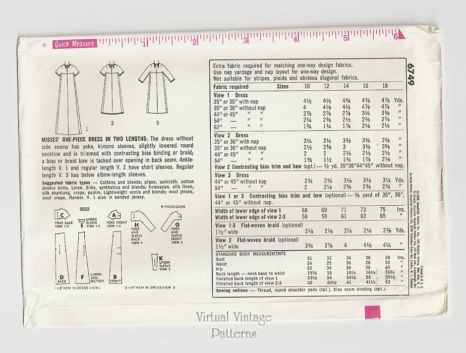 60s MuuMuu Dress Pattern, Simplicity 6749 | Virtual Vintage