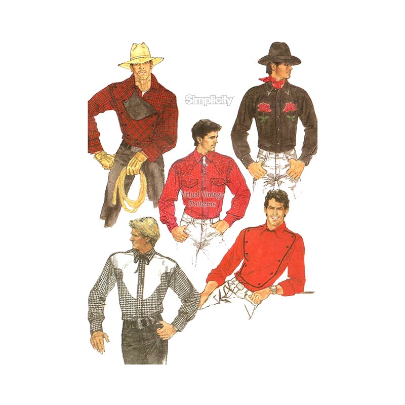 Mens Western Shirt Pattern, Simplicity 8473, Cowboy Dress Shirt