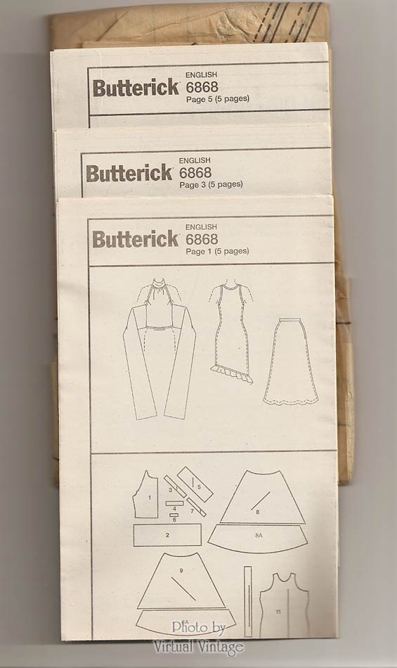Chetta B Sleeveless Dress Pattern, Butterick 6868, Halter Top, Skirt ...