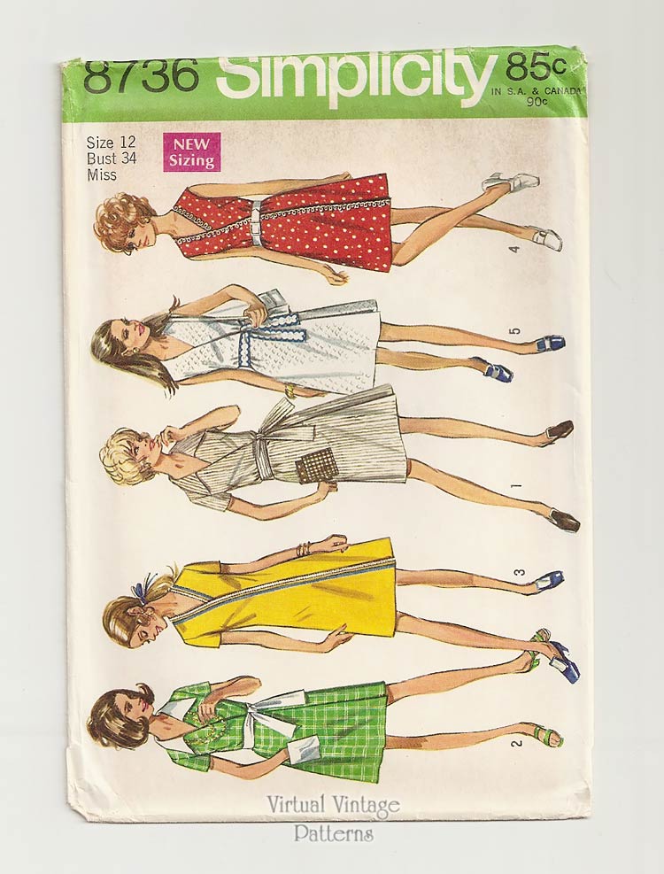 1970s Vintage Wrap Dress Pattern, Simplicity 8736 | Virtual Vintage