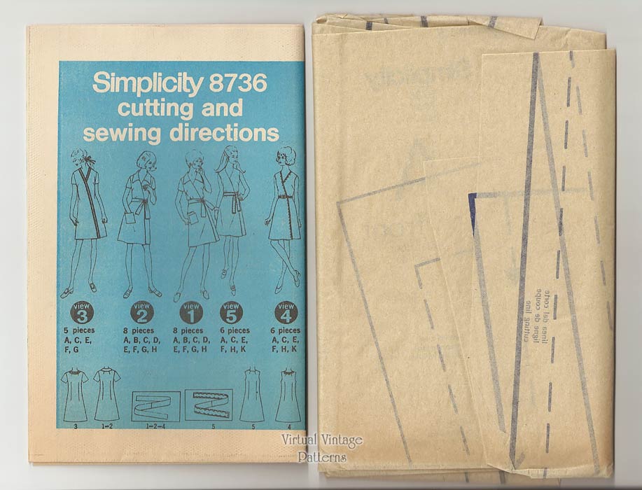 1970s Vintage Wrap Dress Pattern, Simplicity 8736 | Virtual Vintage