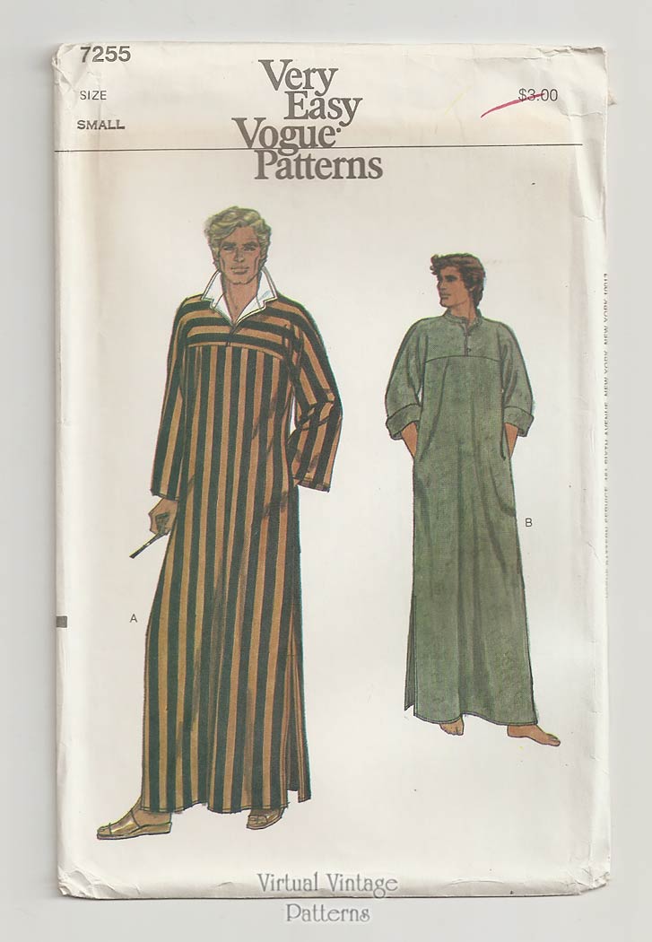 Mens Caftan Pattern, Vogue 7255, Kaftan Easy Sewing Pattern