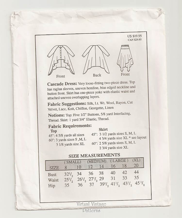 The Sewing Workshop Cascade Dress, Avant Garde Dress Pattern, Sizes 8 to 20