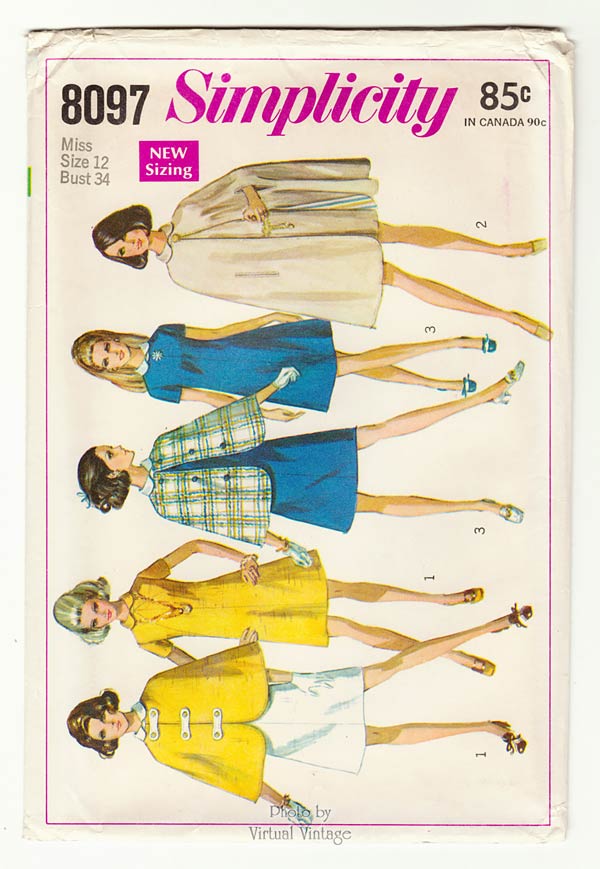 Reversible Cape Pattern, Simplicity 8097, A Line Dress & Capes, Bust 34