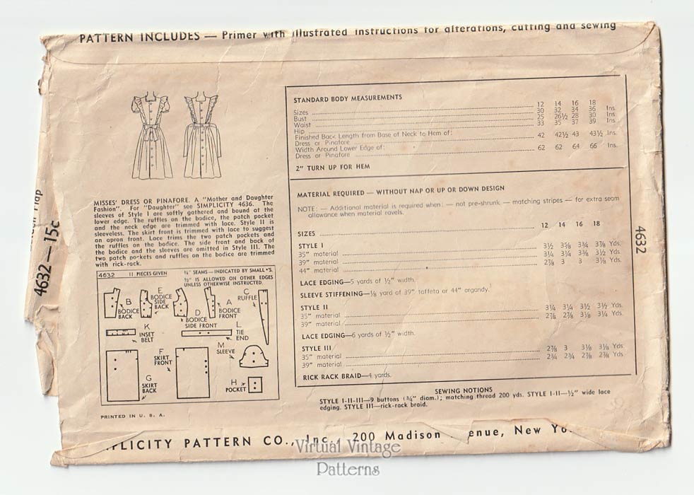 Vintage Pinafore Dress Sewing Pattern, Simplicity 4632 | Virtual Vintage