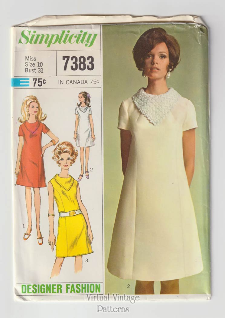 Princess Seam A-Line Dress Sewing Pattern, Simplicity 7383, Uncut