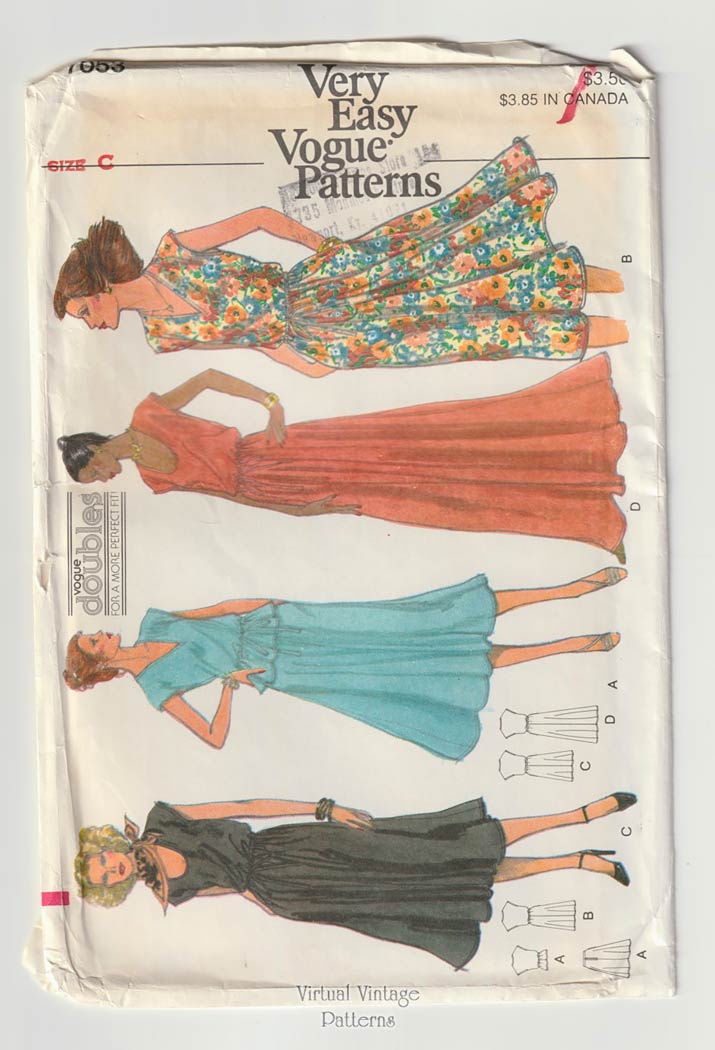 1970s Midi or Maxi Dress Pattern, Vogue 7053 | Virtual Vintage