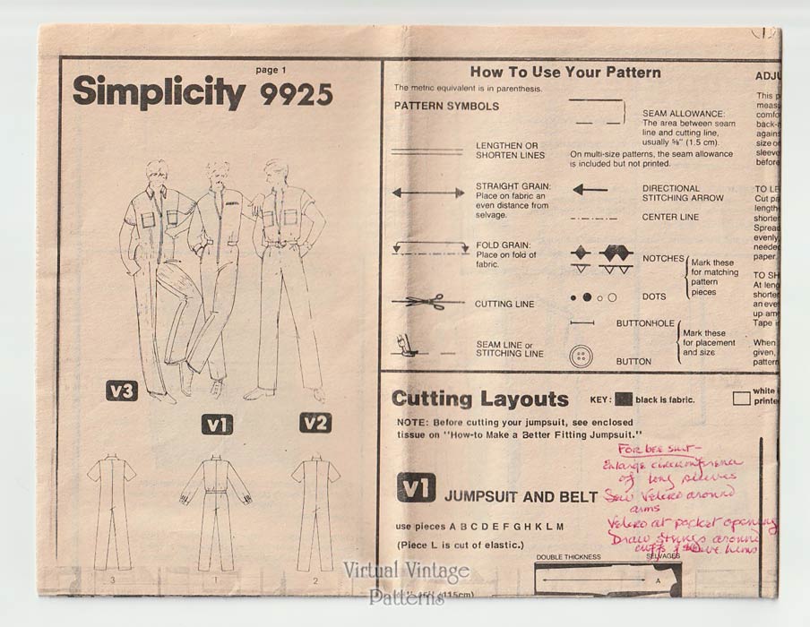 Men's Jumpsuit Sewing Pattern, Simplicity 9925, Size 40