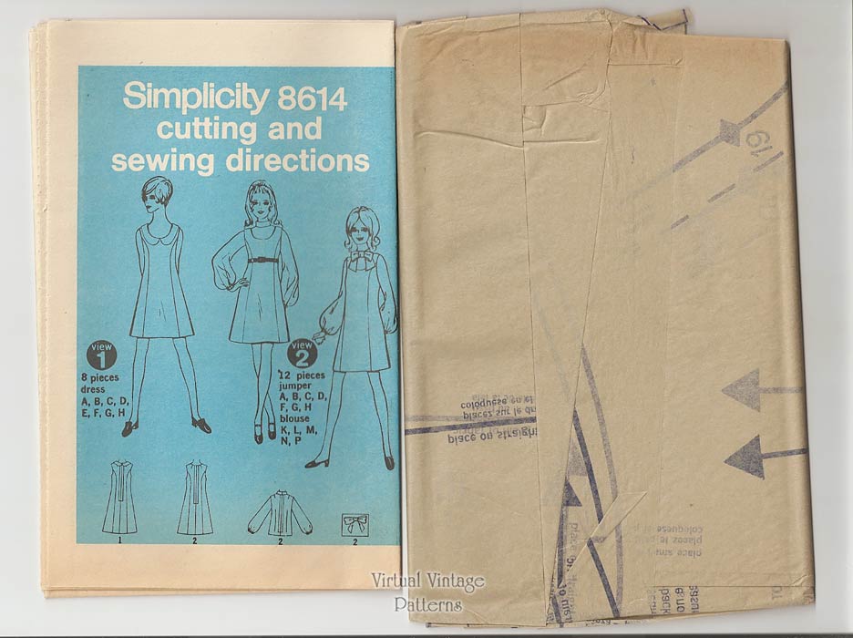 1960s A Line Jumper Dress & Blouse Pattern, Simplicity 8614