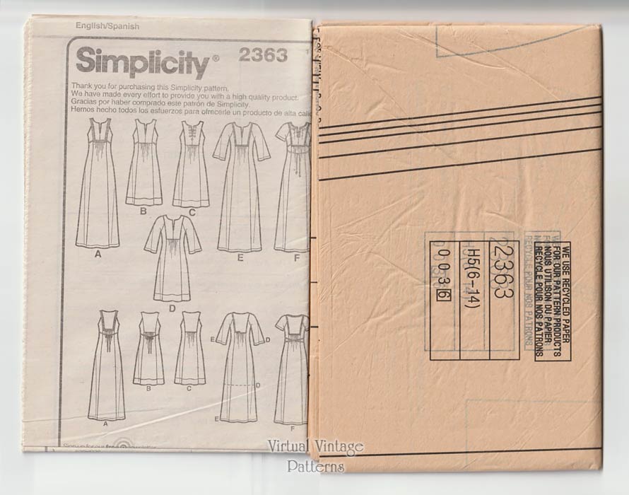 Pullover Dress Sewing Pattern, Simplicity 2363, 6 to 14