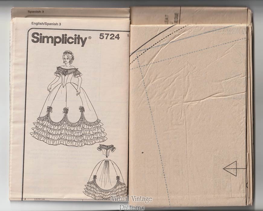 1860s Ball Gown Sewing Pattern, Simplicity 5724 | Virtual Vintage