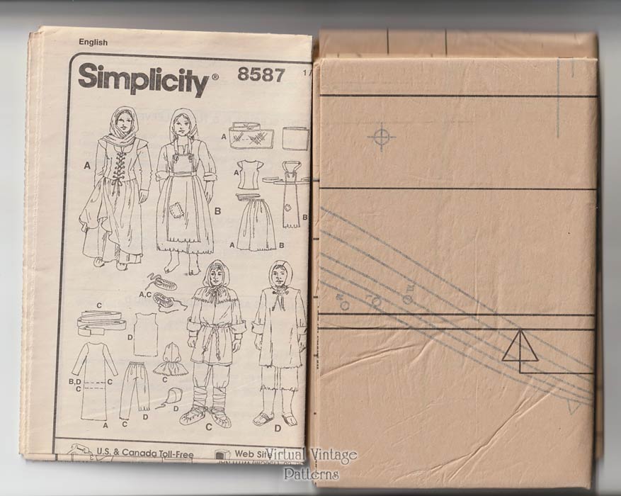 Renaissance Costume Patterns, Simplicity 8587, XS-XL, Uncut