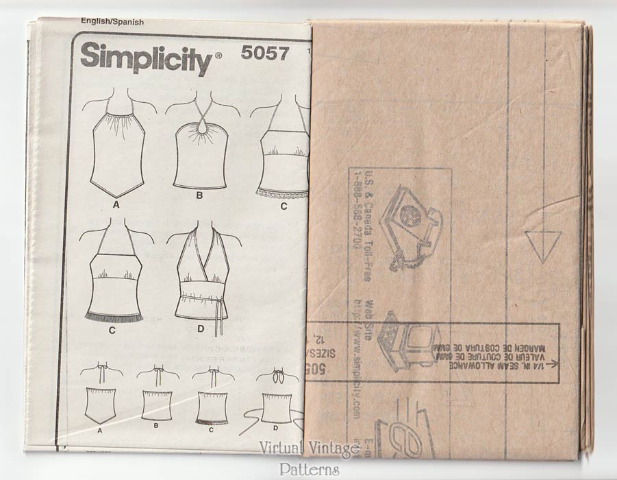 Easy Halter Top Pattern, Simplicity 5057, 12 to 20, Uncut